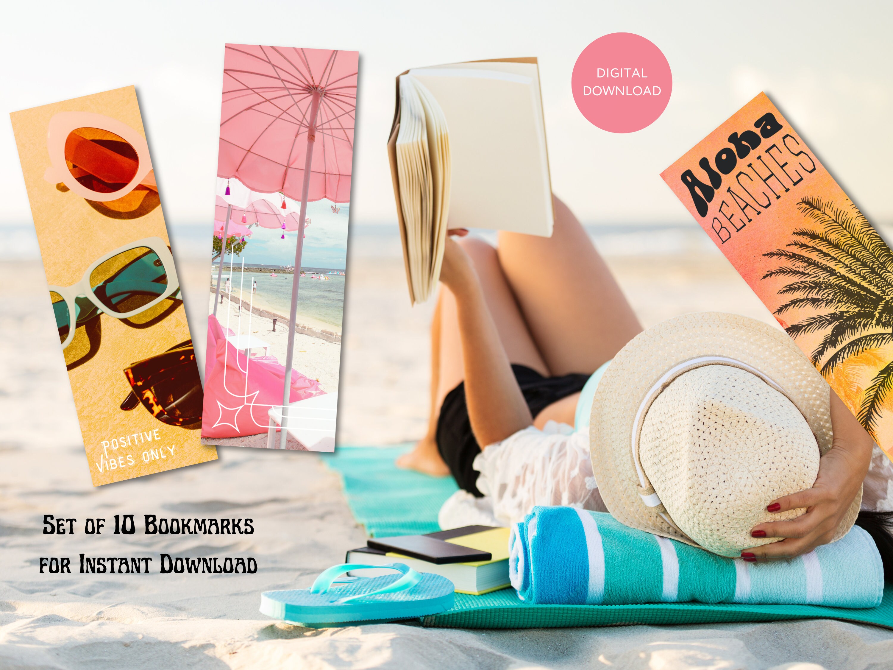 Printable Bookmarks for Summer Reading Printable Bookmarks for Beach ...