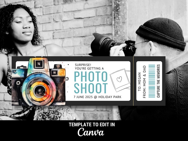 Editable Photo Shoot Gift Certificate for Photo Session Ticket Template ...