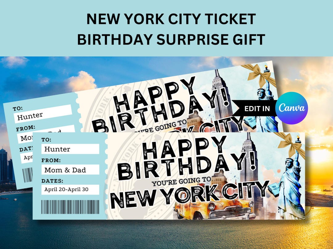 New York Birthday Gift Voucher for NYC Boarding Pass for New York City ...