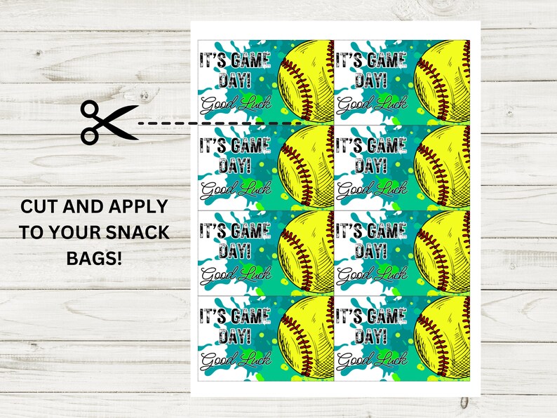 Printable Softball Snack Bag Tag Stickers for Softball Snack Duty Snack ...