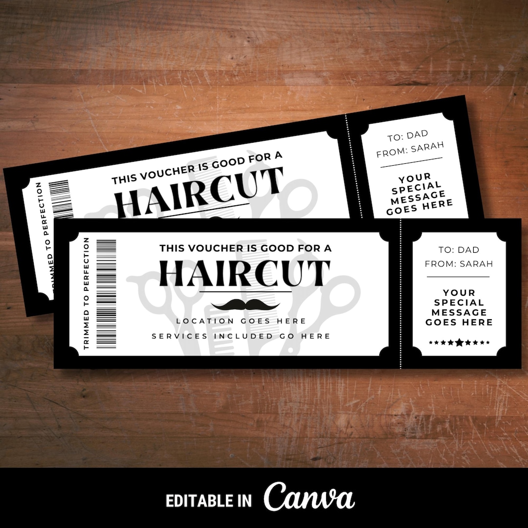 Editable Haircut Voucher Template for Haircut Gift Certificate for ...