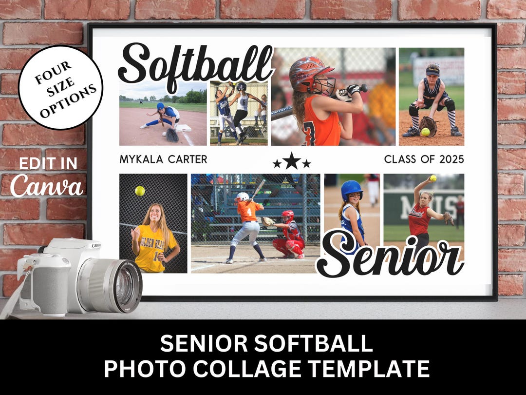 Softball Senior Photo Collage for Senior Night Gift for Softball Player Photo Collage for ...
