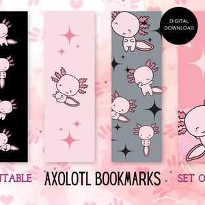 Printable Bookmarks for Kids Cute Axolotl Printable Bookmarks for Girls ...