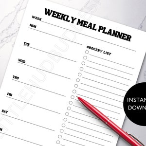 Weekly Meal Plan and Grocery List Printable Meal Plan Summer Meal ...