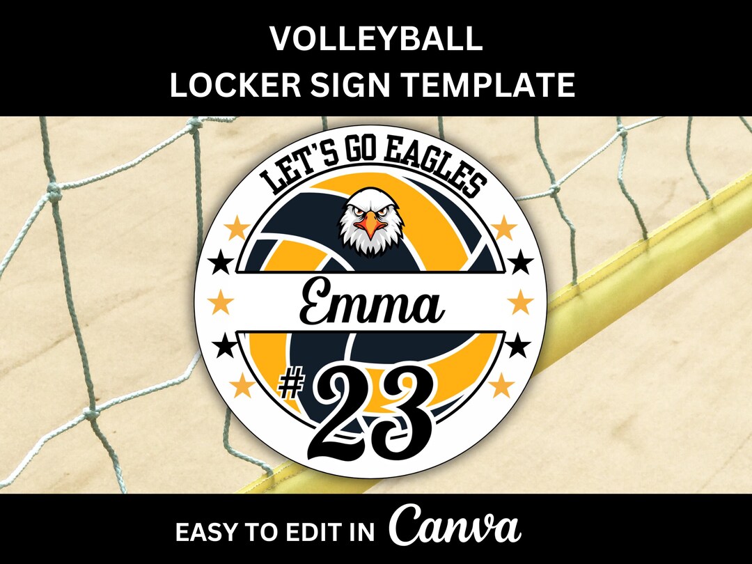 Editable Volleyball Player Locker Sign Printable Volleyball Tournament ...