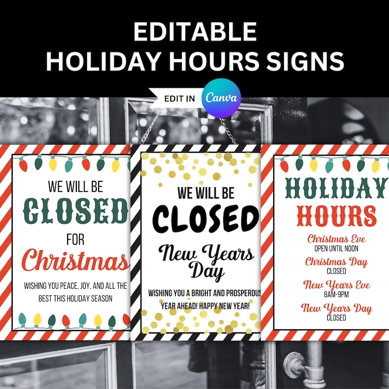 Holiday Hours Sign - Etsy