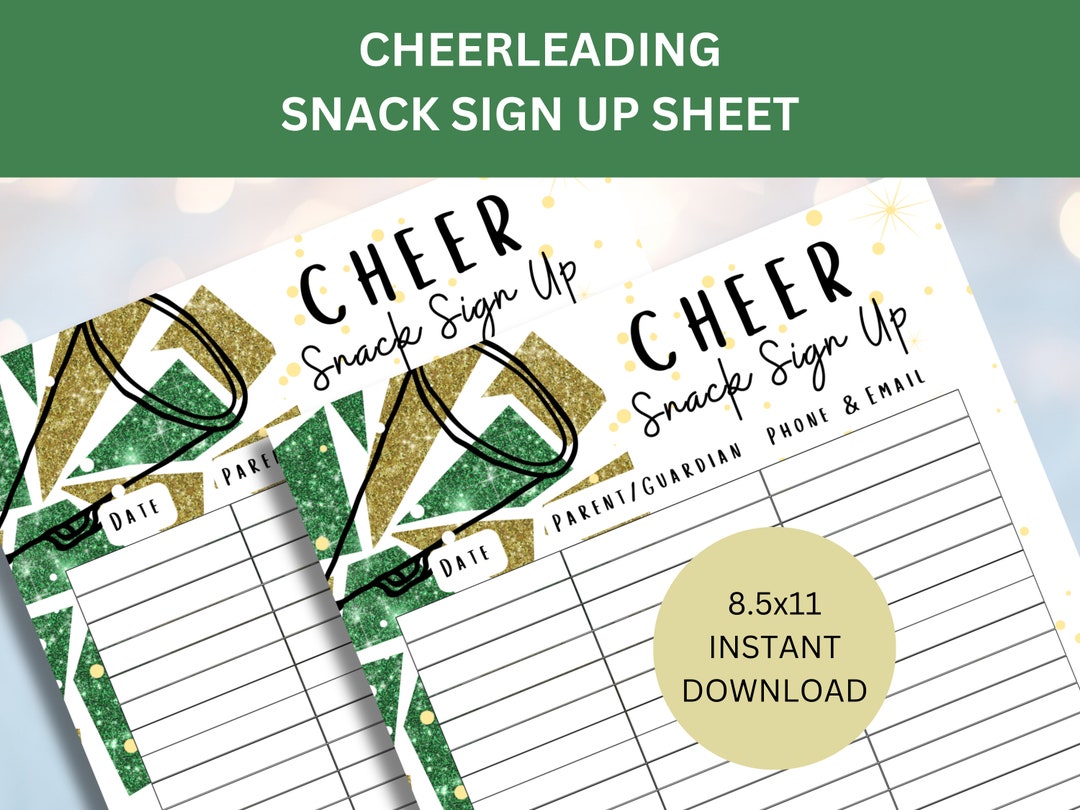 Cheer Snack Sign up Sheet for Competition Game Day Snack Schedule for ...