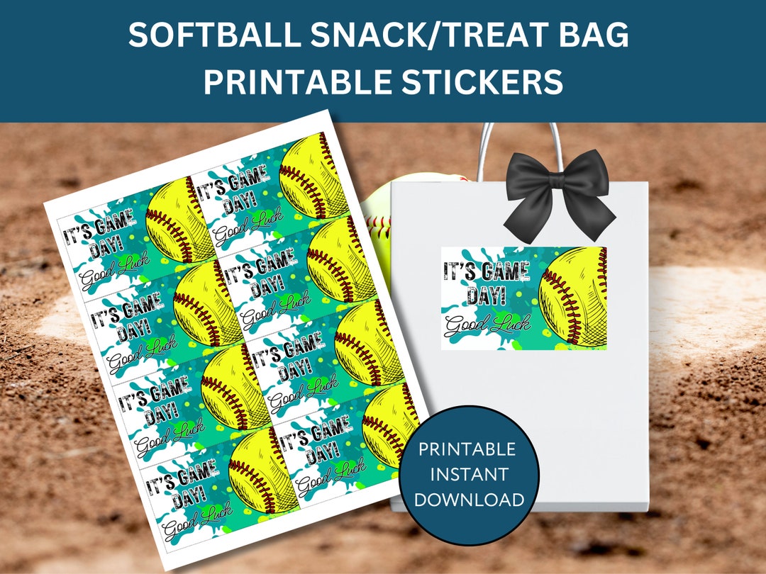 Printable Softball Snack Bag Tag Stickers for Softball Snack Duty Snack ...