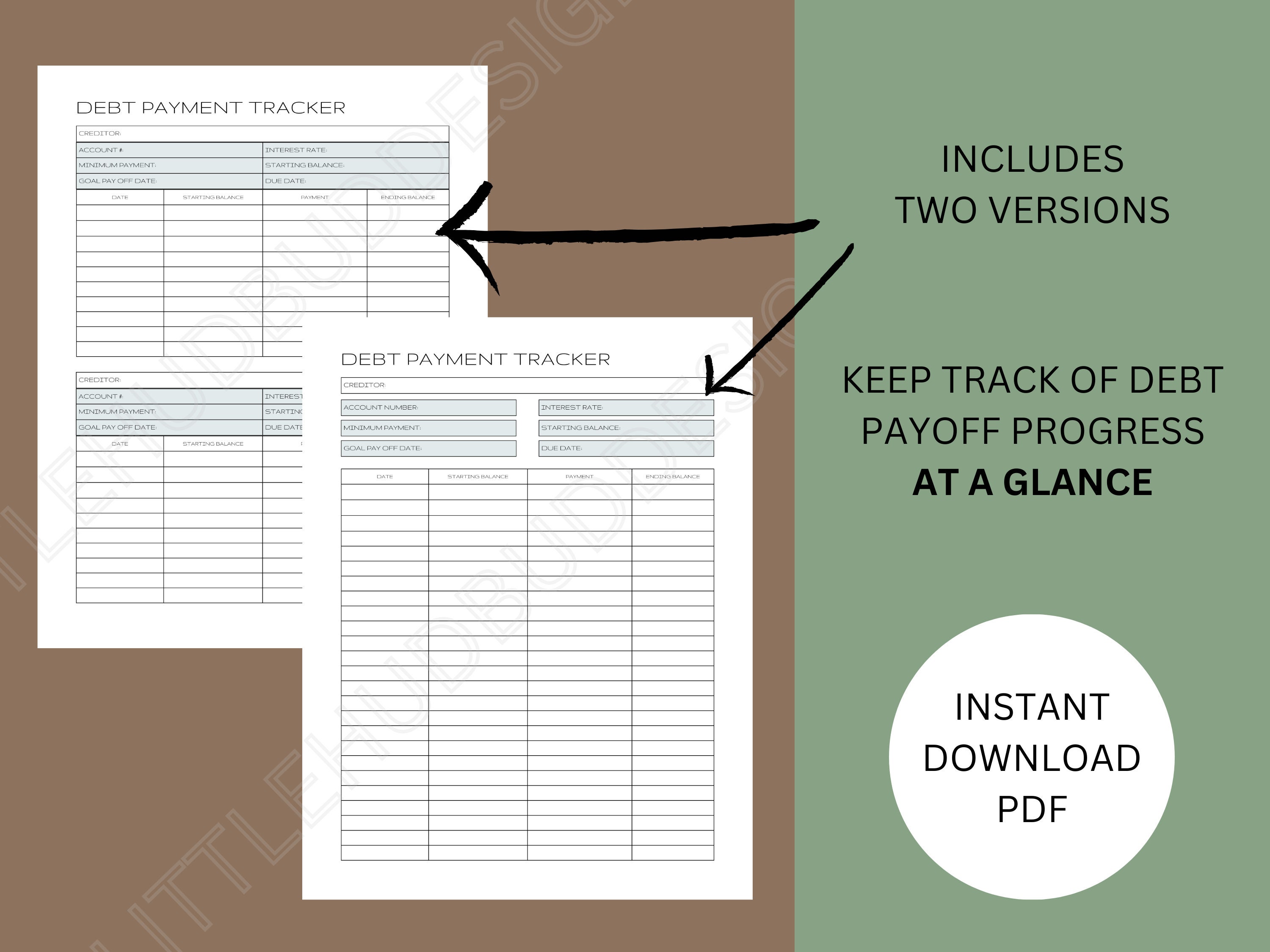 Debt Payoff Tracker PDF, Printable Goal Setting Financial Planner, Debt ...