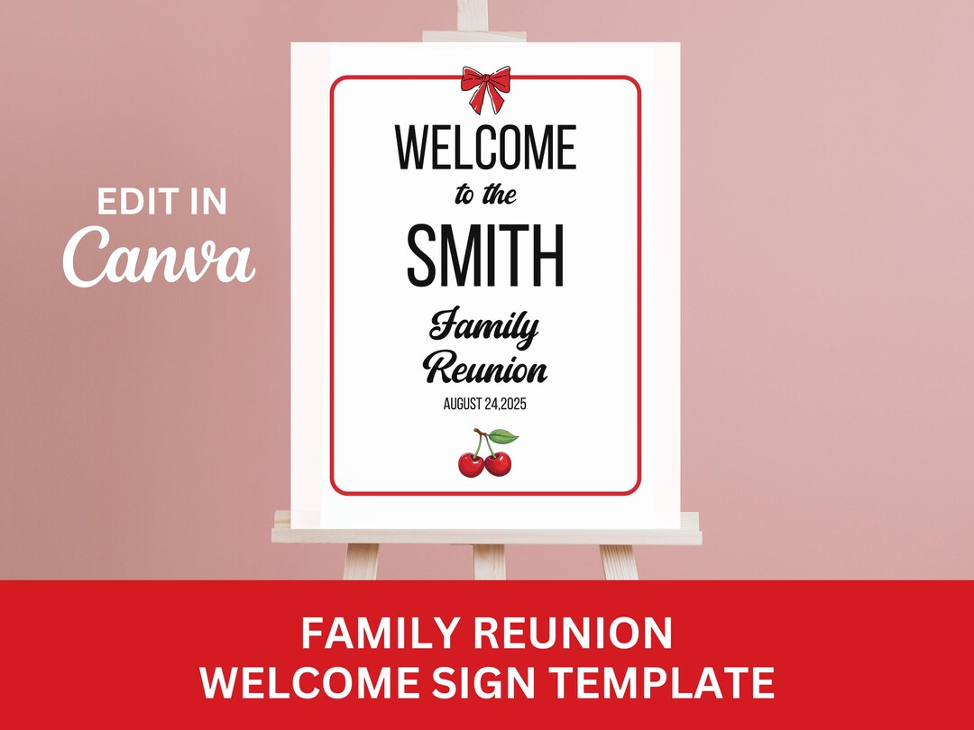 Family Reunion Welcome Sign Template for Family Reunion Decor Custom ...