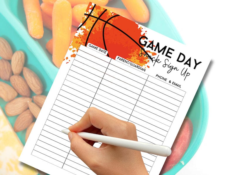 Basketball Snack Sign up Sheet Printable Basketball Snack Schedule ...