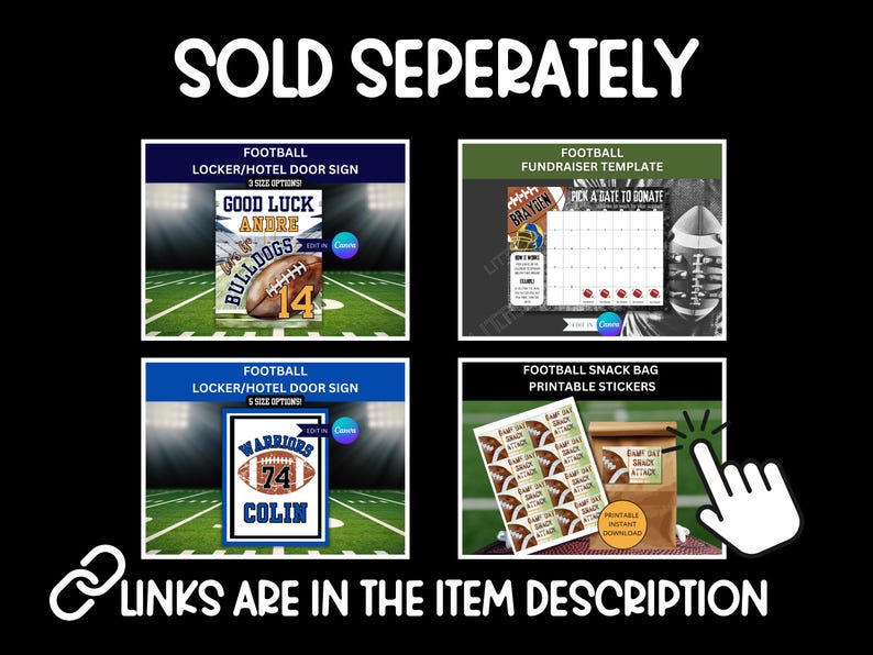 Editable Football Locker Sign Template for Football Game Day Horizontal ...