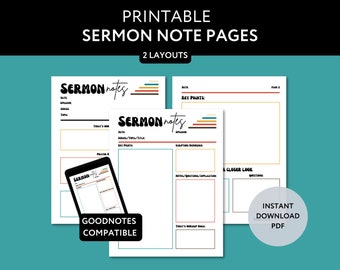 Printable Sermon Notes Canva Editable Printable Template Christian ...