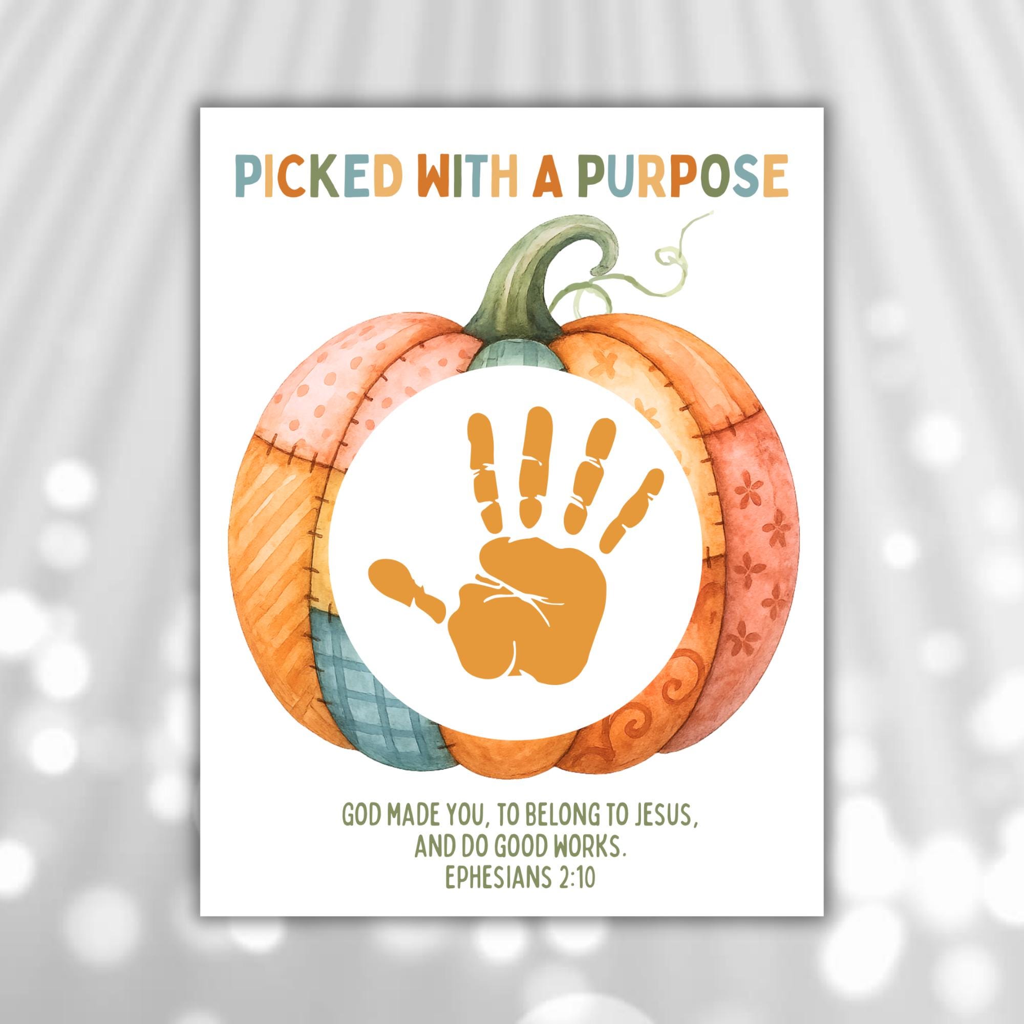 Christian Pumpkin Handprint Craft Printable Fall Bible Verse Craft for ...