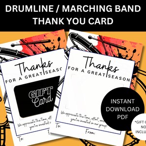 Drumline Thank You Card Band Director Gift Drum Major Appreciation Gift ...
