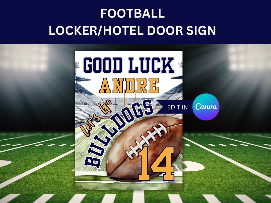 Football Player Locker Sign Template for Football Team Spirit Sign for ...