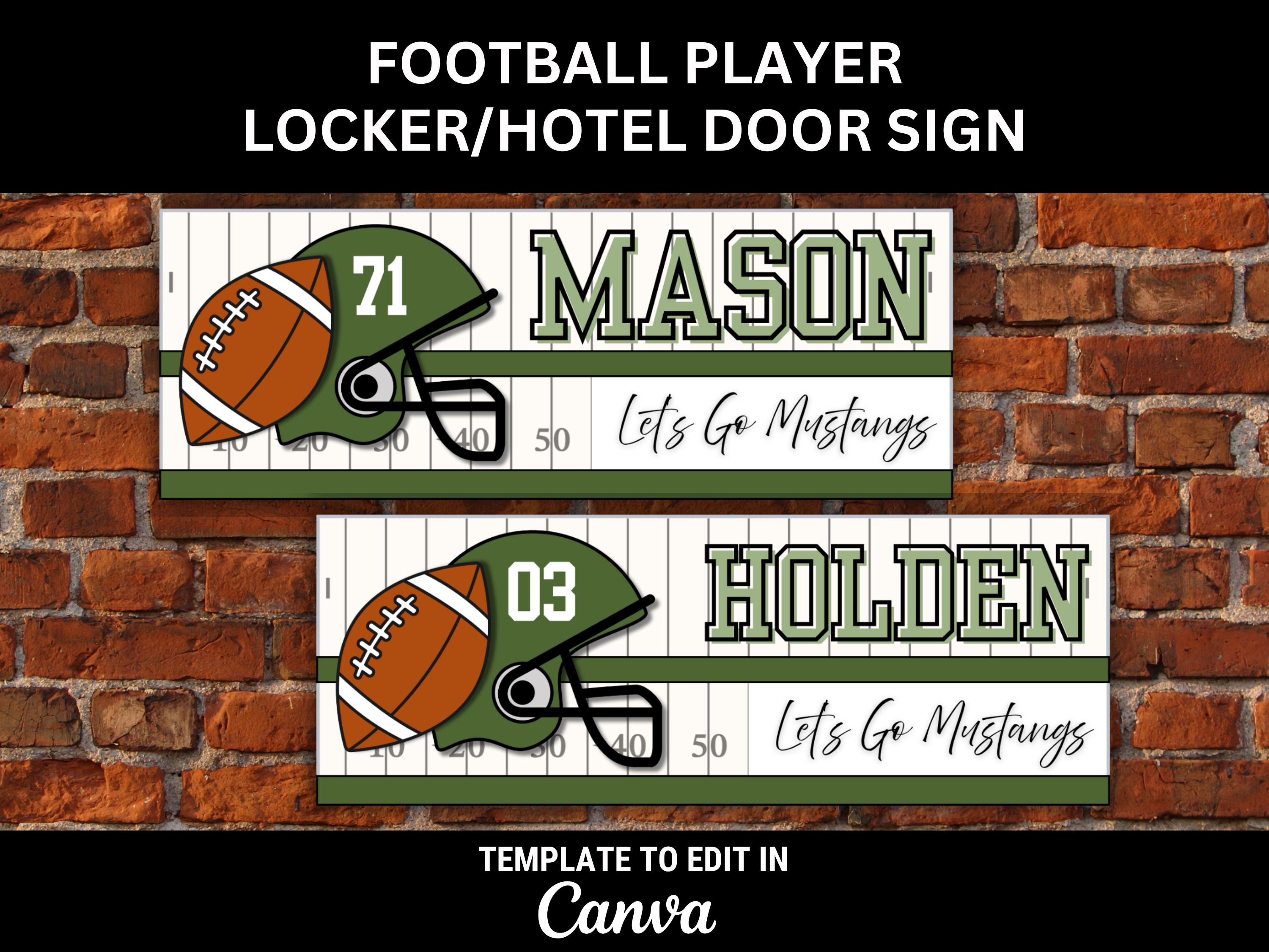 Editable Football Locker Sign Template for Football Game Day Horizontal ...