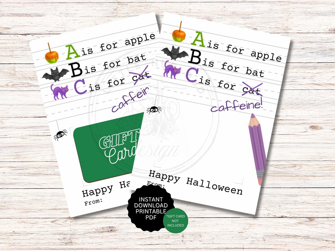 Halloween Teacher Gift Card Holder for Teacher Caffeine Gift Tag for ...