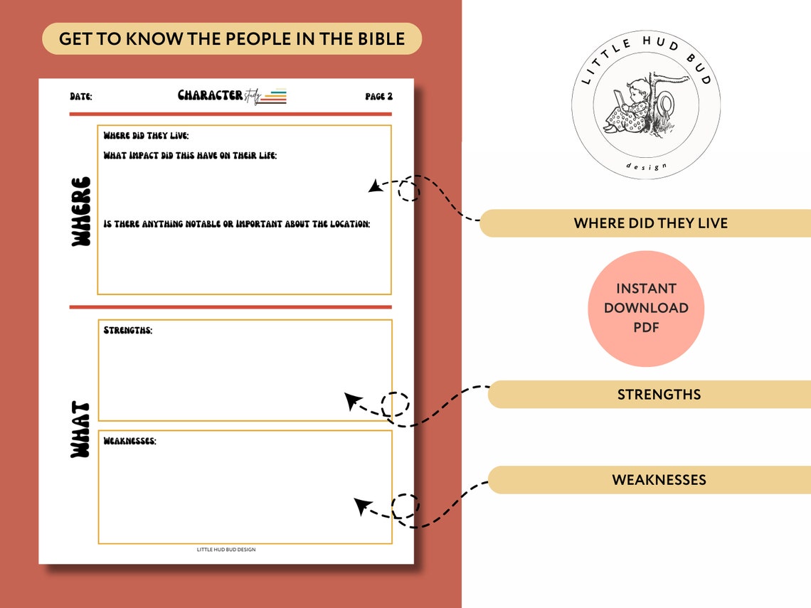 Bible Character Study Printable, Instant Download Bible Study Guide ...