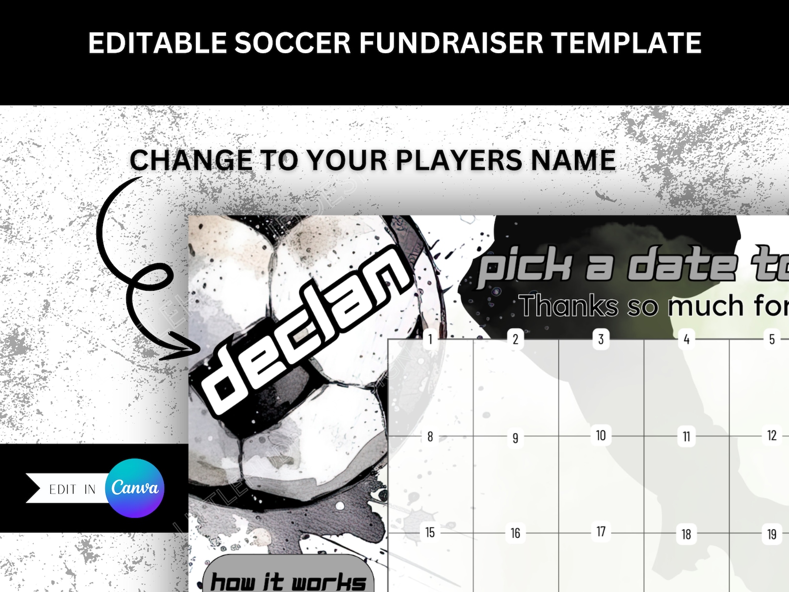 Editable Soccer Calendar Fundraiser for Soccer Pick a Date to Donate ...