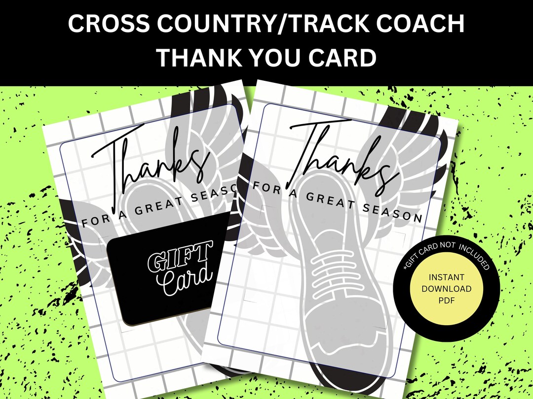 Cross Country Coach Thank You Card Track Coach Gift for Cross Country ...