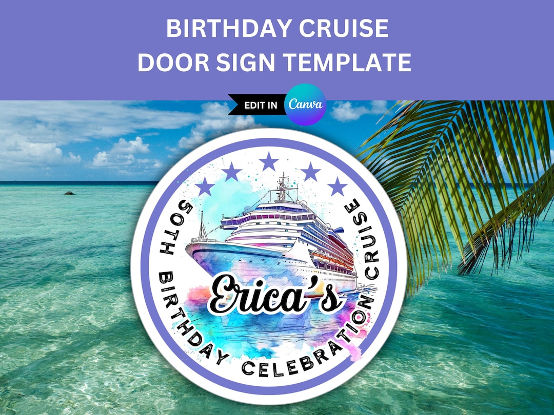 Birthday Cruise Door Sign Template for Cruise Cabin Door Decor for ...