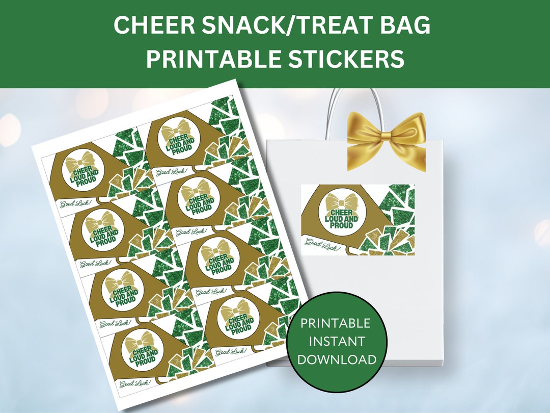Cheer Snack Bag Tag for Cheerleading Treat Bag Sticker for Cheer ...
