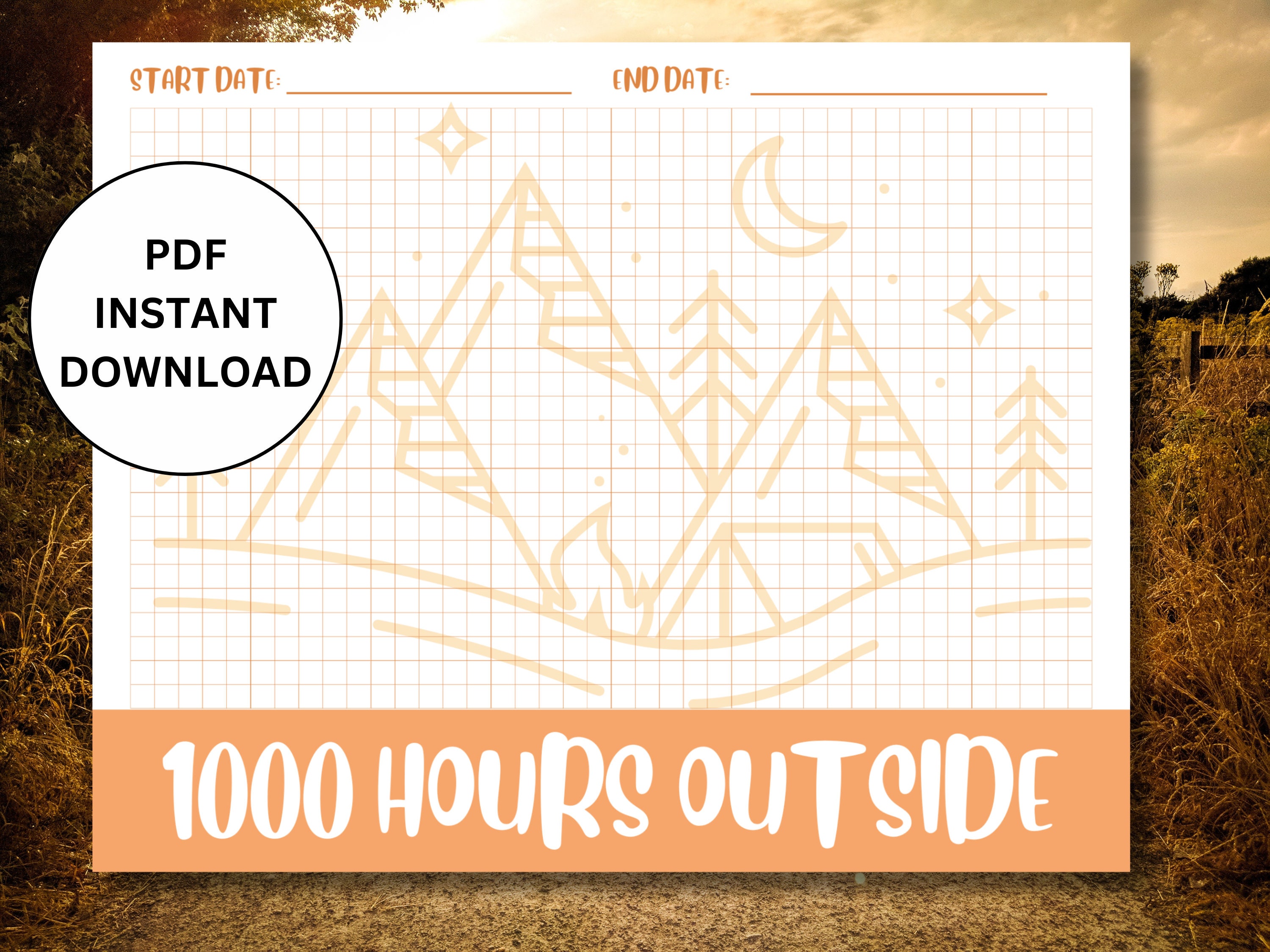 1000 Hours Outside Tracker Habit Tracker Outdoor Activity Log Outdoor ...