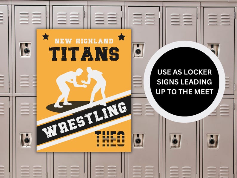 Wrestling Locker Sign Template for Wrestling Meet Sign for High School ...