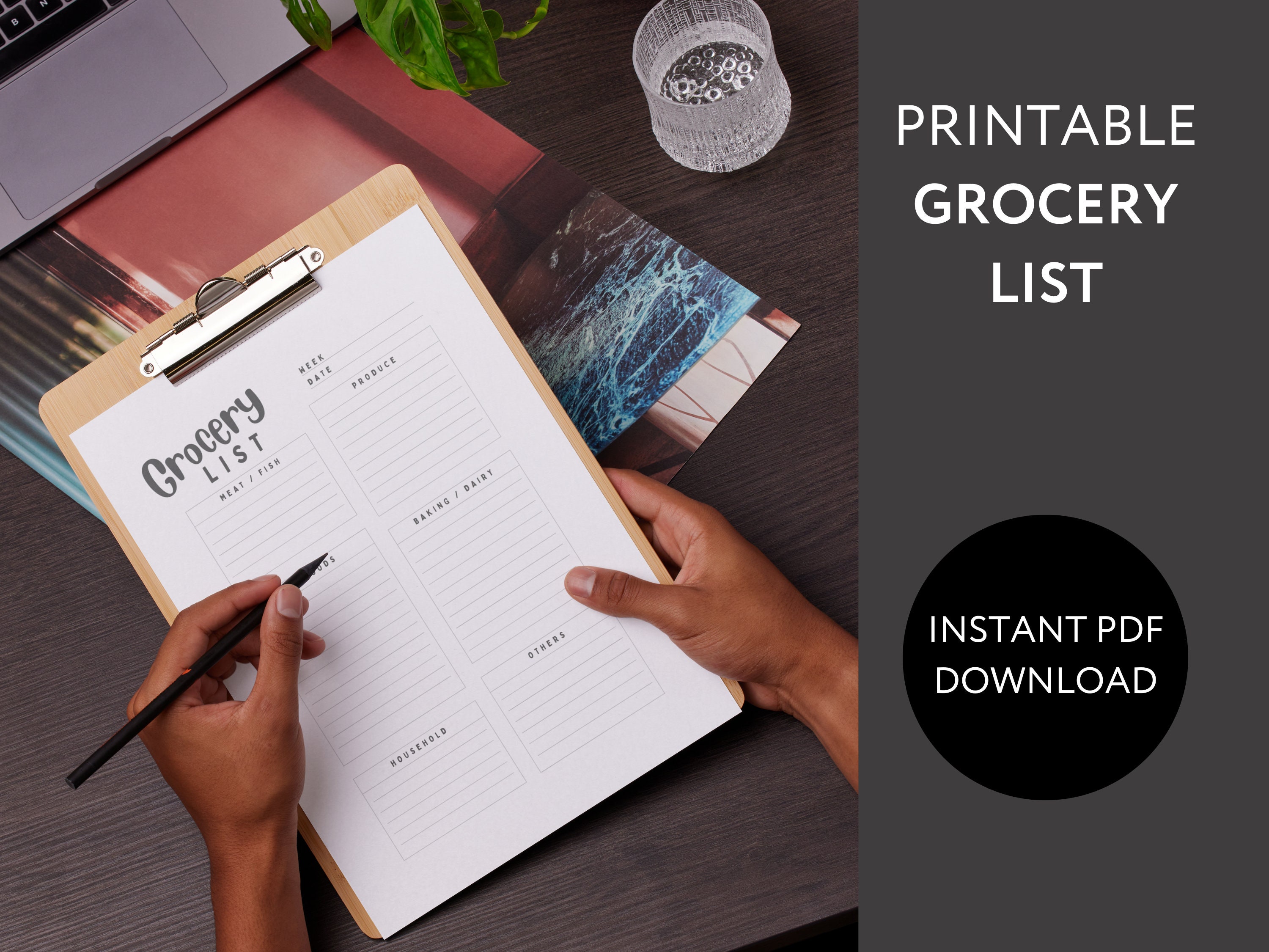 Printable Bundle, Grocery List Printable PDF, Weekly Meal Plan Template ...
