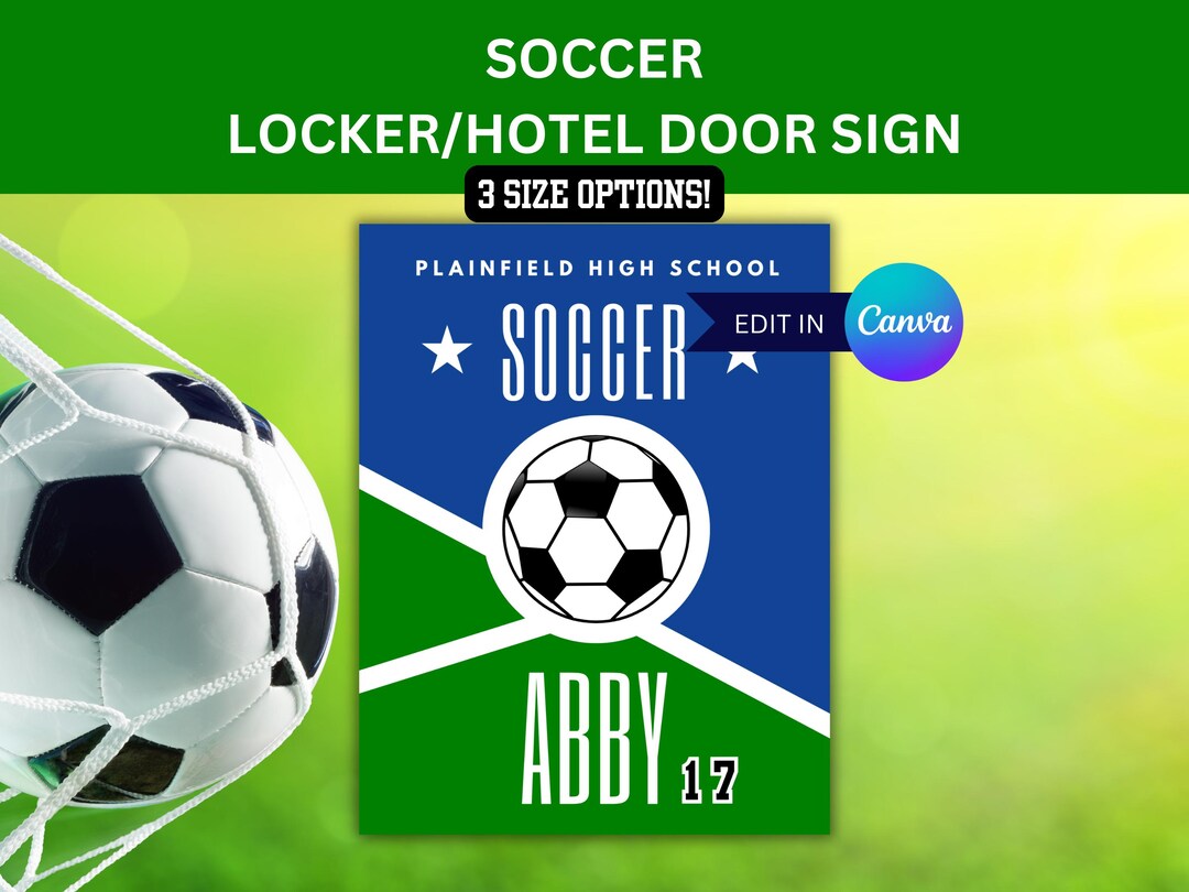 Soccer Locker Sign Template for Travel Soccer Hotel Door Sign for Team ...