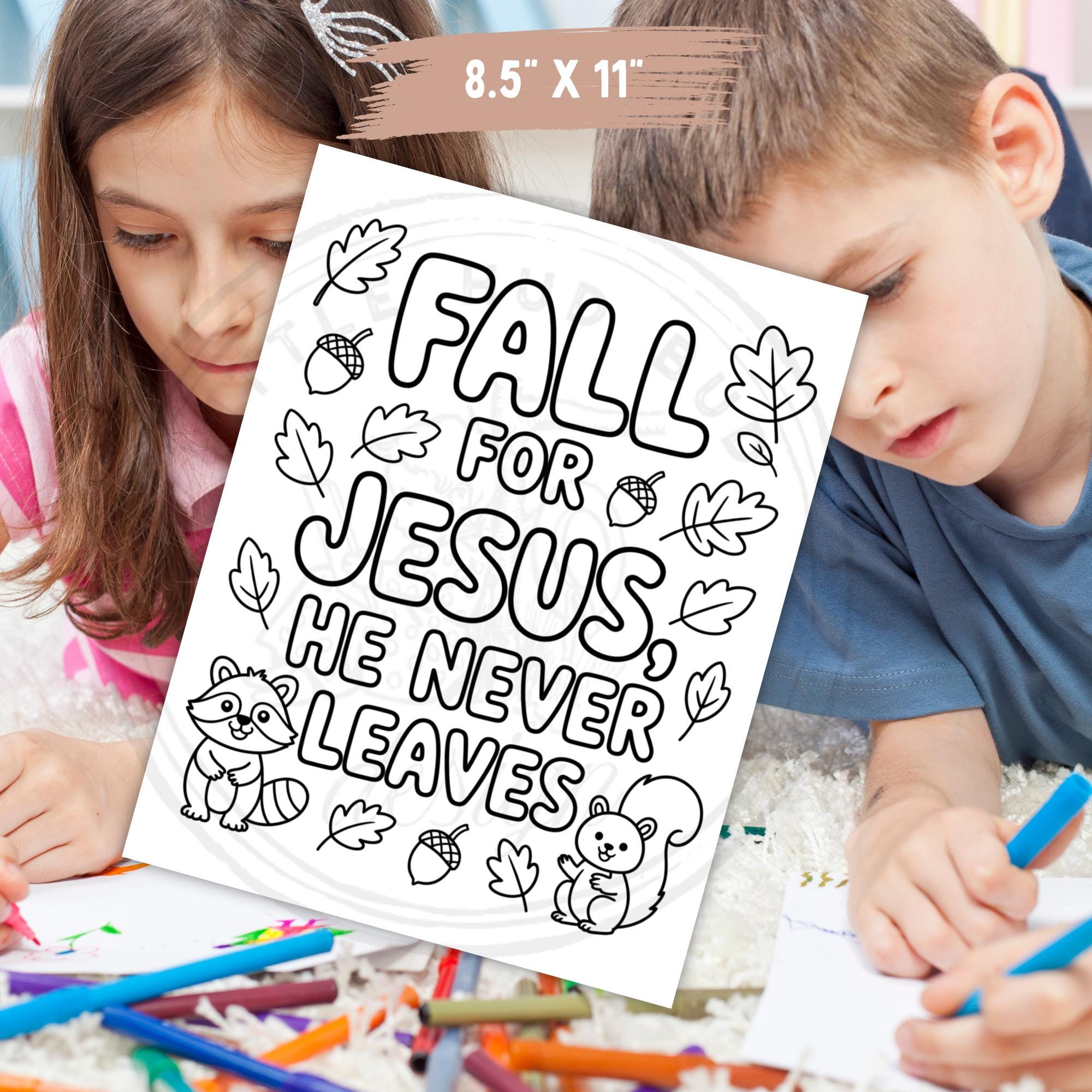 Fall for Jesus He Never Leaves Coloring Page for Kids Sunday School ...