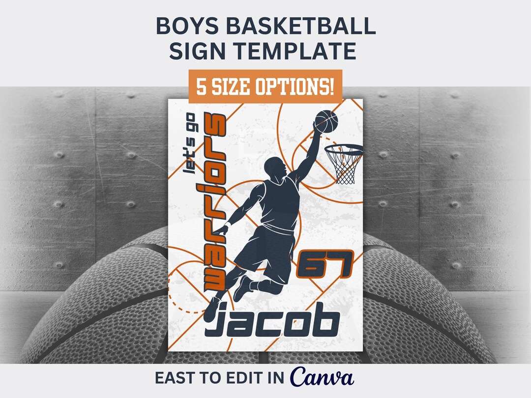 Boys Basketball Locker Sign Template for Baseketball Hotel Door Sign ...