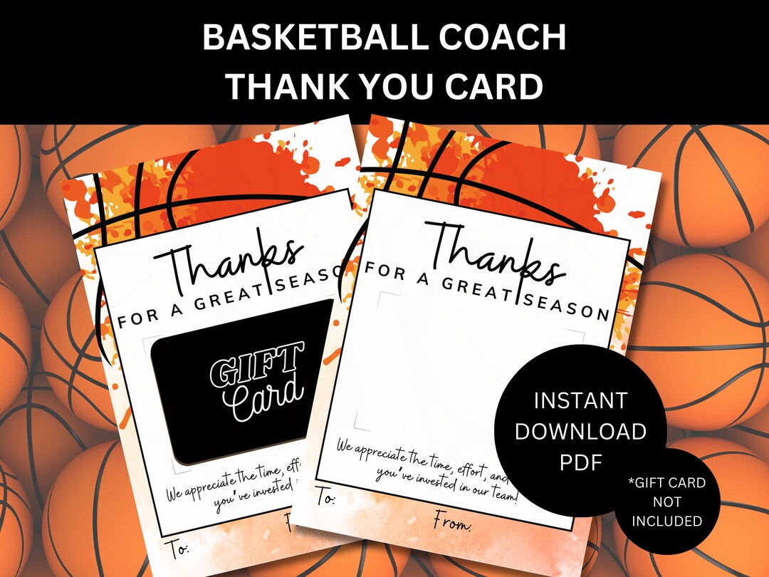 Basketball Coach Thank You Card Basketball Coach Gift Basketball Coach ...