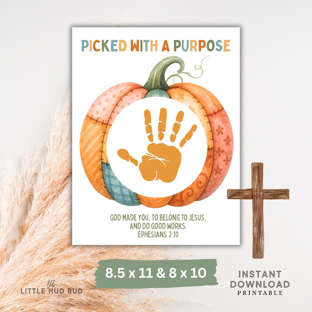 Christian Pumpkin Handprint Craft Printable Fall Bible Verse Craft for ...