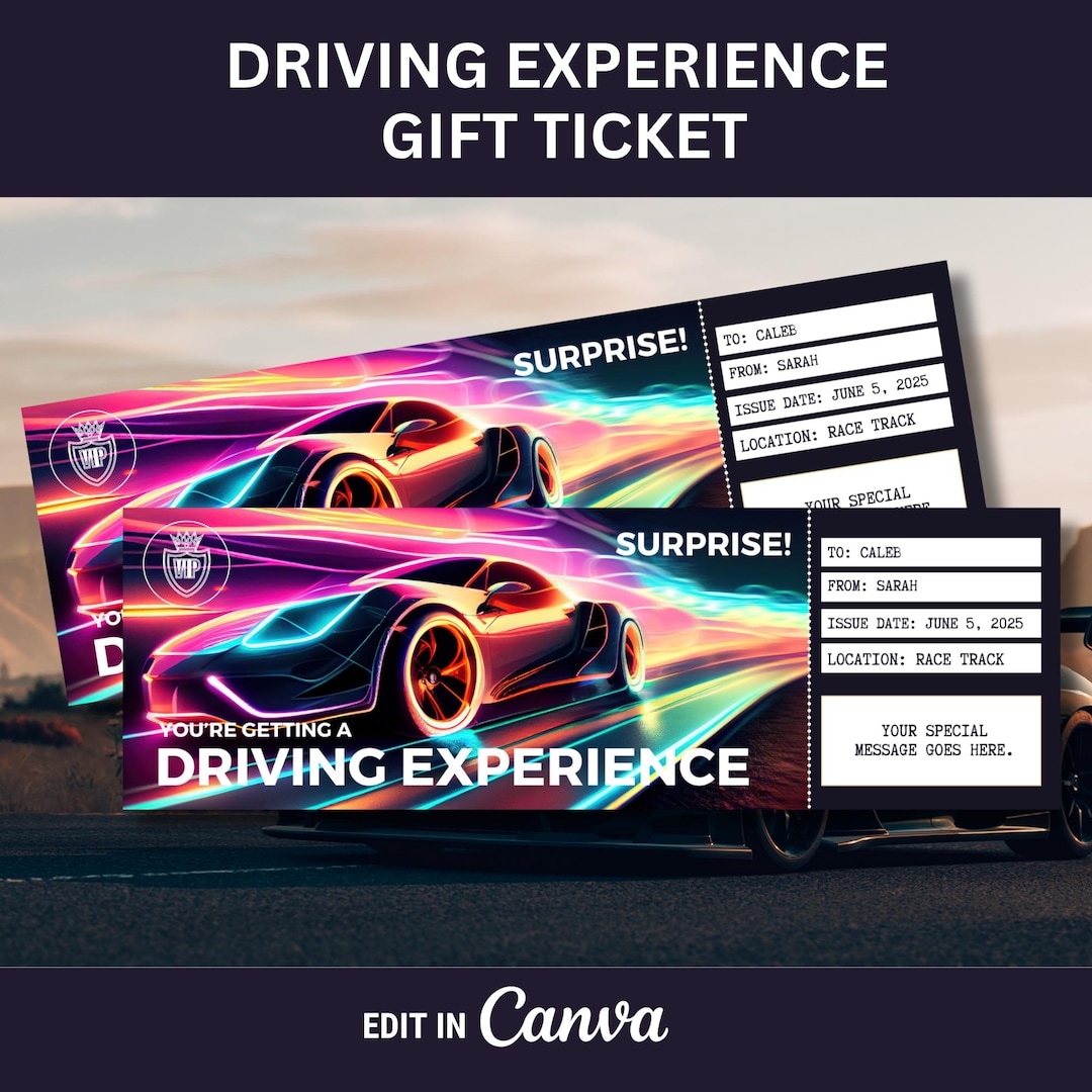 Driving Experience Gift Voucher Surprise Gift Printable Supercar ...