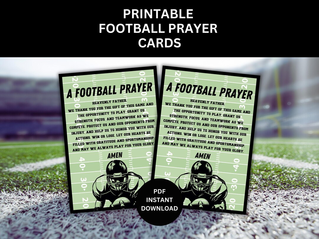 FOOTBALL Prayer Card for Christian Athlete Prayer for Football Player ...