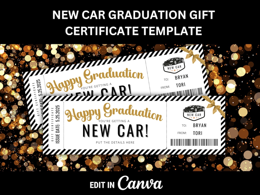 New Car Gift Voucher for Graduation Gift New Car Coupon Gift ...