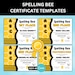 Editable Spelling Bee Certificates Printable Spelling Bee Awards School ...