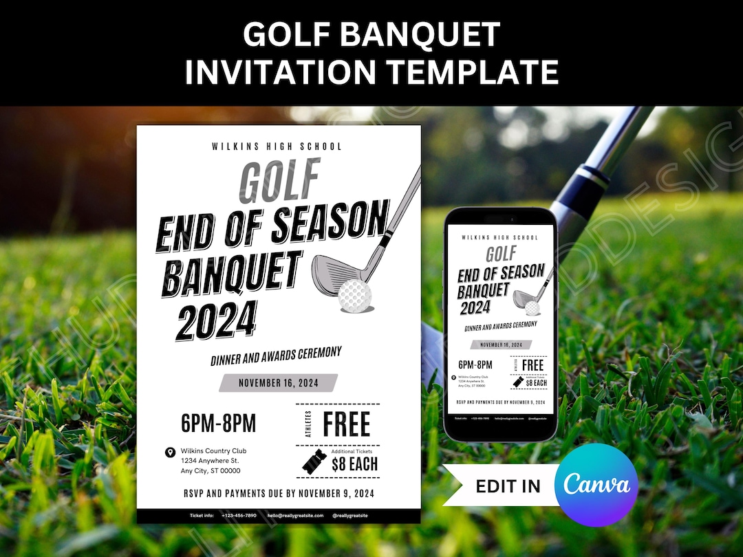 Golf End of Season Banquet Invitation for Golf Award Ceremony ...