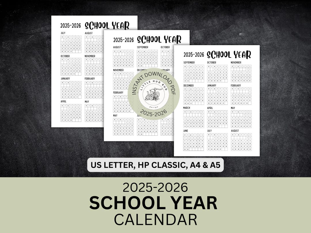Academic Year Calendar 2025-2026 Homeschool Year at a Glance Printable ...