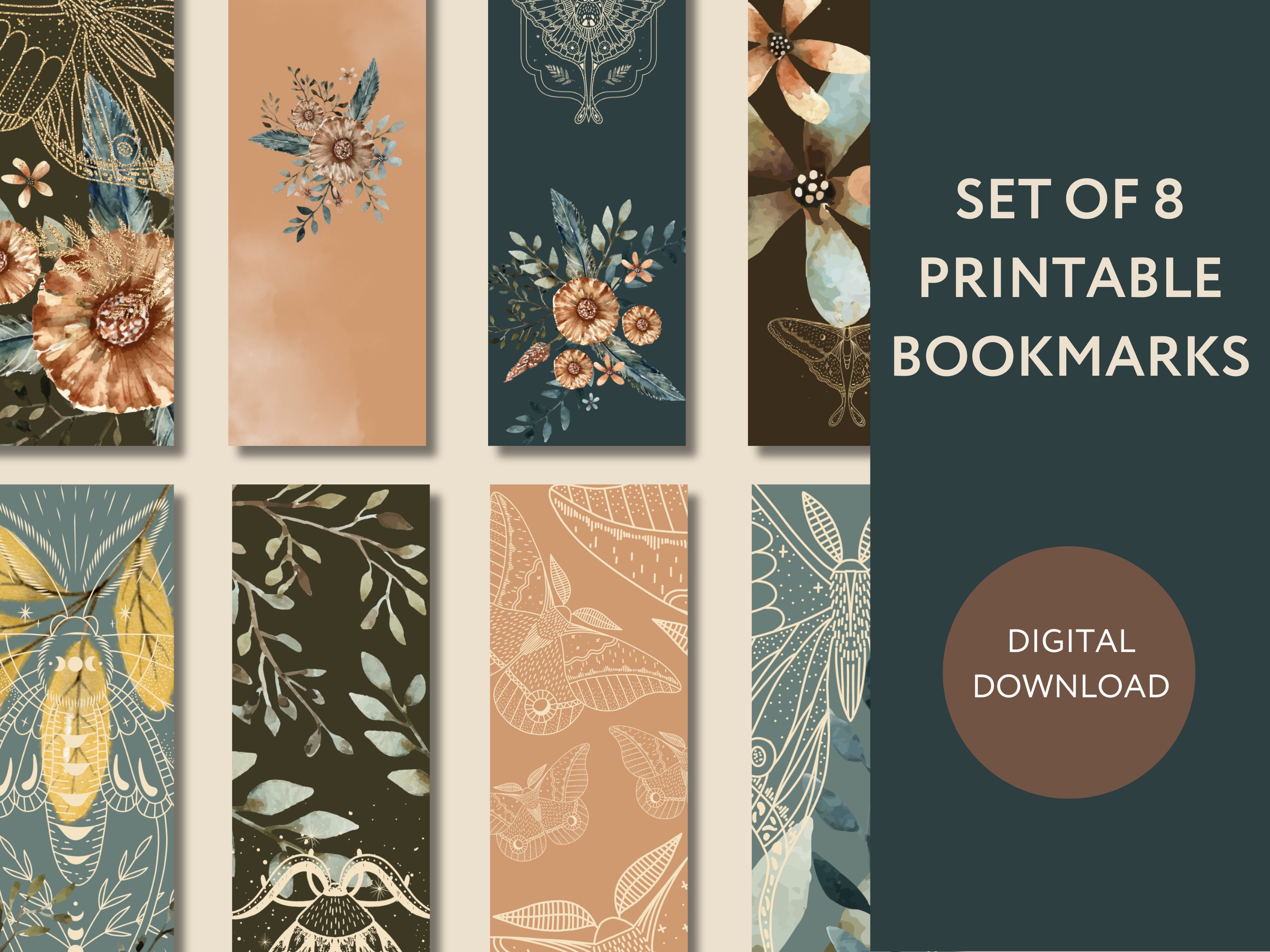 Printable Bookmarks Dark Cottage Core Aesthetic Bookmark Set for ...