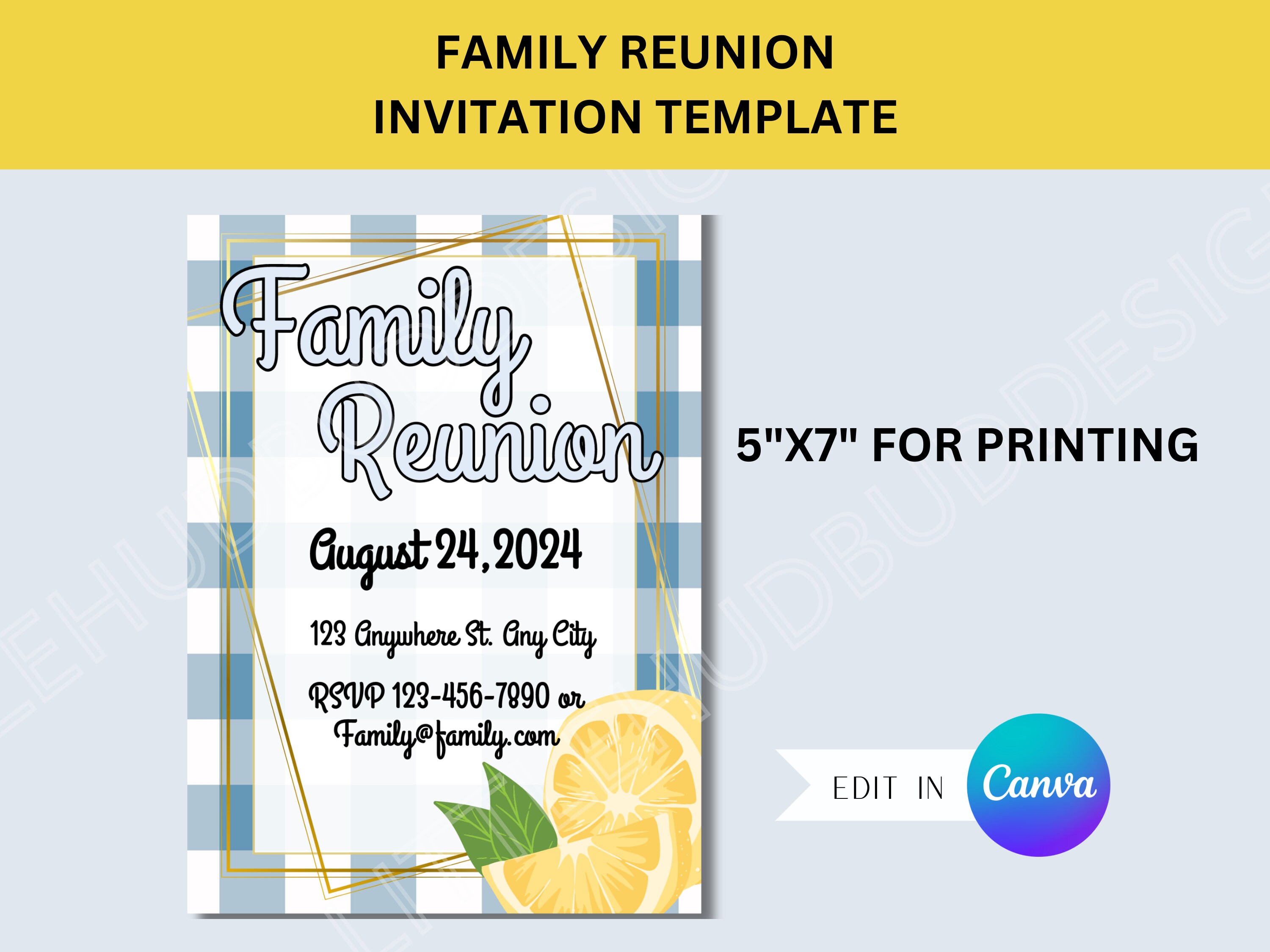 Family Reunion Invitation Template Editable Family Reunion Invite for ...