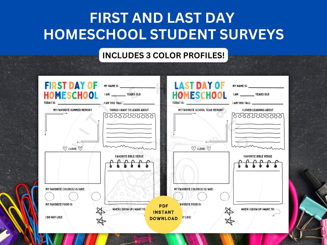 First Day of Homeschool Questionnaire All About Me Back to School ...