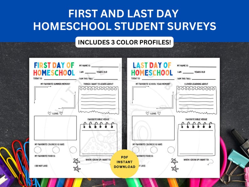 First Day of Homeschool Questionnaire All About Me Back to School ...