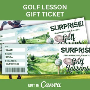 Editable Golf Lesson Certificate Template for Surprise Golf Lesson Gift ...