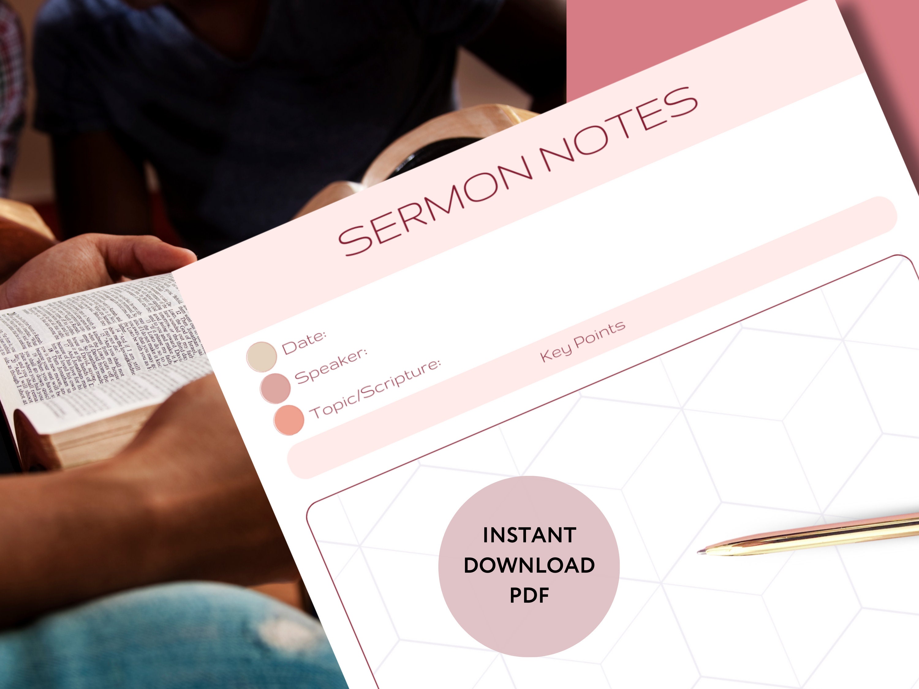 Printable Sermon Notes, Church Notes Instant Download, Bible Study ...