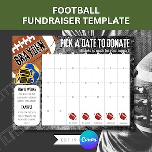 Editable Football Calendar Fundraiser for Football Pick a Date to ...