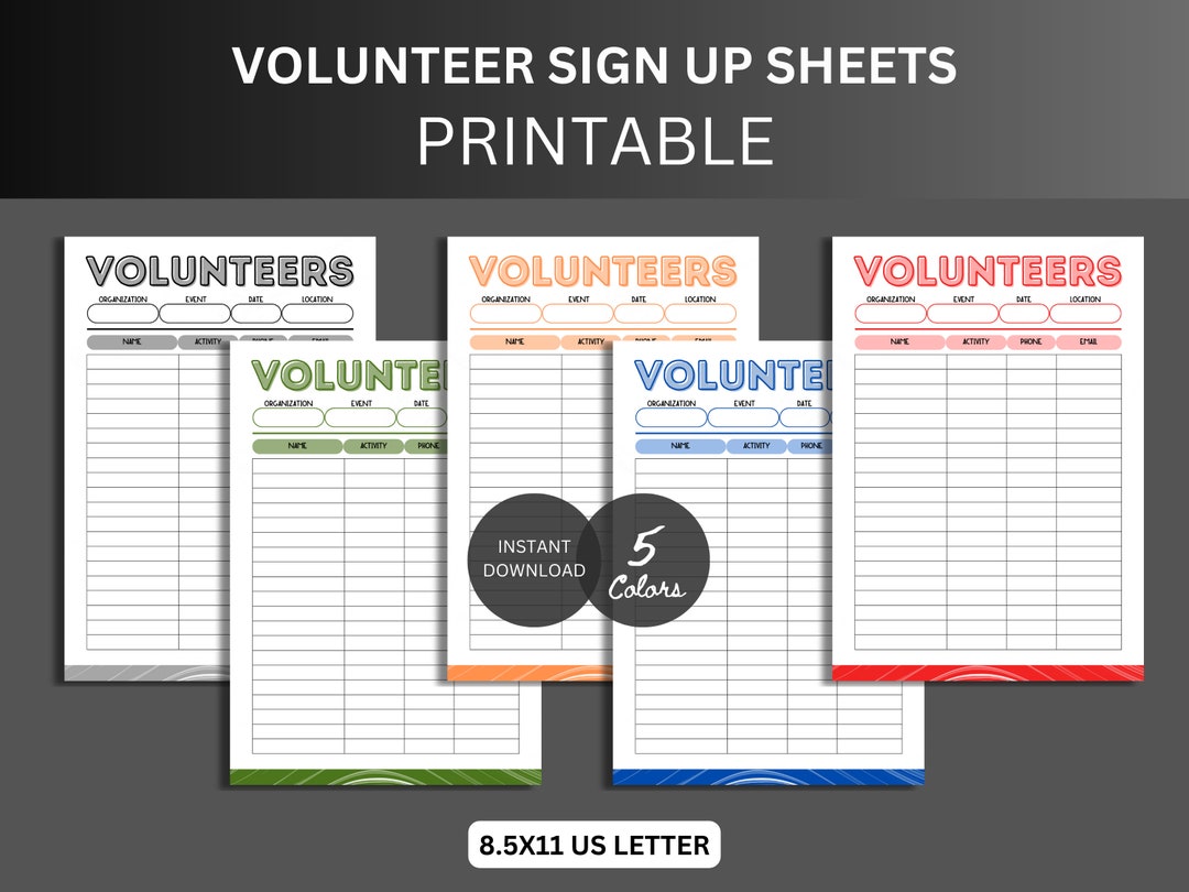 Volunteer Sign up Printable for Volunteer Sign up Sheet for Church ...