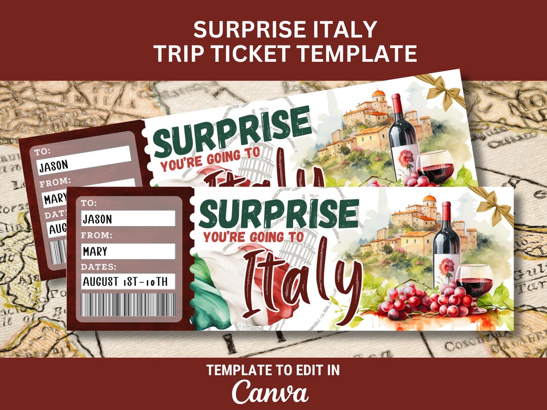 ITALY Surprise Trip Ticket for Italy Surprise Trip Reveal Boarding Pass ...